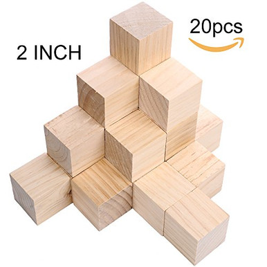 Supla 20pcs 2 inch Wooden Cubes Unfinished Wood Blocks for wood crafts ...