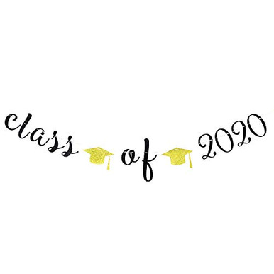Glitter Class of 2020 Banner Congrats Grad Party Decorations Supplies ...