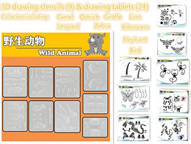 3D Pen Drawing Stencils and Drawing Tablets for Kids Wild Animal ...