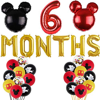 Mickey Mouse Six Months Balloons Red and Balck Mickey Inspired 1 2 Year ...