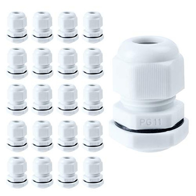 Cable Gland - 20 Pack PG11white Plastic Waterproof Adjustable 5-10mm ...