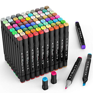 80 Colors Art Markers,Dual Tips Permanent Based Art Markers Sketch ...