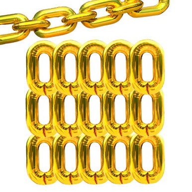 AULE Giant Gold Foil Chain Link Balloons 32 Inch 15 Pcs Jumbo Rope ...