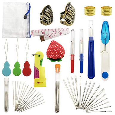 45 Pcs Sewing Kit Includes 4 Thimble Finger Protector 3 Seam Rippers 15 ...