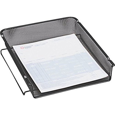 1InTheOffice Desk Tray, Black Wire Mesh Stackable Letter Tray ...