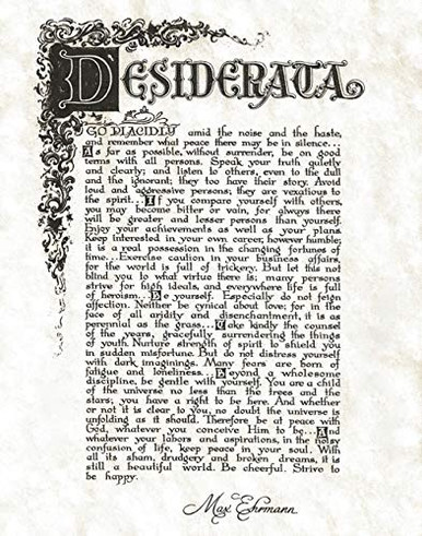 11x17 Poster Desiderata Poem By Max Ehrmann Old World Antique ...