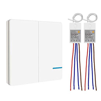Wireless Lights Switch Kit Thinkbee Dual Wall Switch with Mini Receiver ...