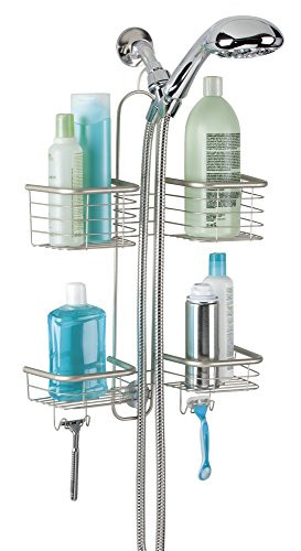 mDesign Bathroom Shower Caddy for Handheld Shower Head - Large, Satin ...
