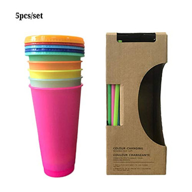 5 colors of plastic cup Variable color cup 24oz Reusable plastic cup ...