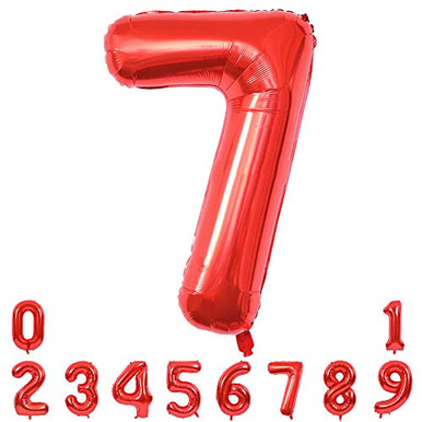 40 Inch Red Large Numbers Balloons 09 Number 7 Digit 7 Helium Balloons ...