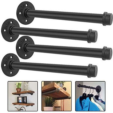 Industrial Pipe Shelving Brackets 10 inch Set of 4 Rustic Pipe Shelf ...