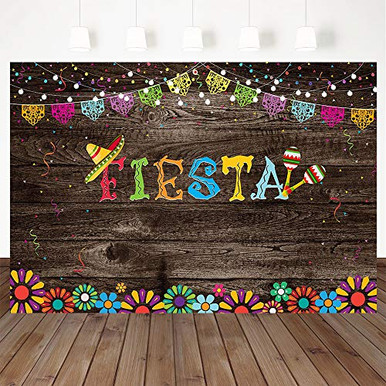 Avezano Mexican Fiesta Party Backdrop Rustic Wood Fiesta Theme Party ...