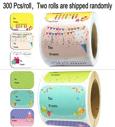 Happy Birthday Gift Tag Stickers 15 x 2 Inch Birthday Gift Labels 300 ...