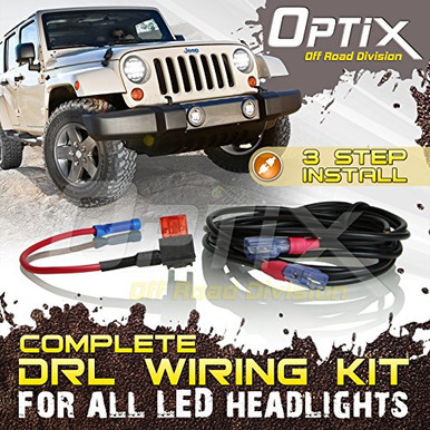 Complete DRL Wiring Adapter Harness Kit for 7 Round LED Headlight with ...