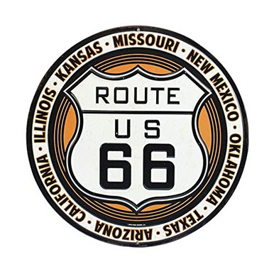 Open Road Brands Route 66 Round Embossed Tin Sign 12 L ...