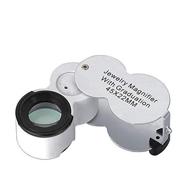 Pocket Folding Magnifier with LED and UV Light 45X Jewelry Magnifying ...
