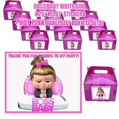 Bossy Baby Girl White Blonde Movie Party Favor Boxes with Thank You ...