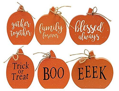 HAPPY DEALS ~ Set of 3 Reversible Wooden Pumpkins 5 x 4 inch Fall ...