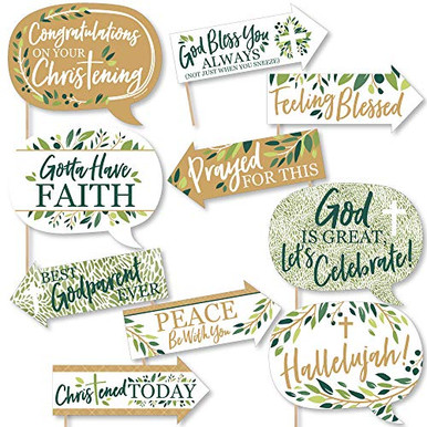Funny Christening Elegant Cross Religious Party Photo Booth Props Kit ...