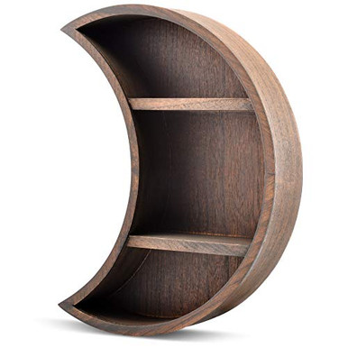 Rustix Rustic Hanging Wooden Moon Shelf Display with Shelves Perfect ...