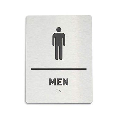 Men Restroom Identification Sign - ADA Compliant Bathroom Sign, Raised ...