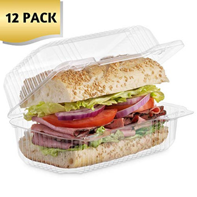 12 PACK OccasionWise Clear Plastic Sandwich Container with Hinged Lid ...