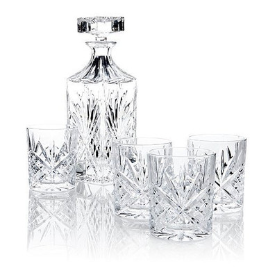 James Scott Whiskey Decanter and Glass Set, Crystal Irish Cut Design ...