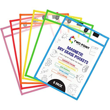Magnetic Dry Erase Pocket Sleeves (6-Pack) by Two Point - Oversize 10 x ...
