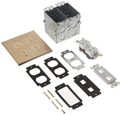 ENERLITES Screw Cap Cover Floor Box kit, 5 x 5 2-Gang, 20A Tamper ...