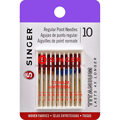 SINGER 04808 Titanium Universal Regular Point Machine Needles Woven Fabric, Assorted Sizes, 10 ...