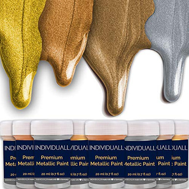 individuall Metallic Acrylic Paint Set - Gold, Silver, Bronze, Copper ...