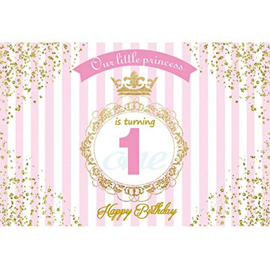 Leyiyi 7x5ft Little Princess 1st Birthday Backdrop Pink White Striped ...