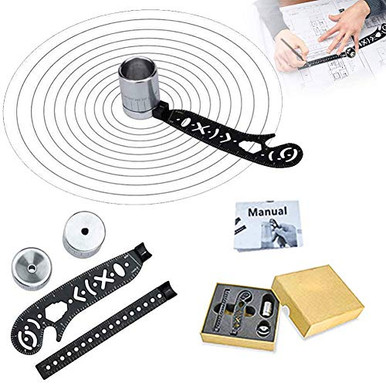 Versatile Drawing Tool Curved Metallic Ruler Mini Compass Protractor ...