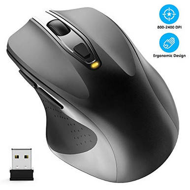 Wireless Mouse, WISFOX 2.4G Full Size Computer Mouse Wireless Ergonomic ...