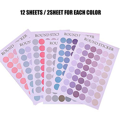 Kids Colored Craft Stickers, Pack of 12, 0.79 inch Round Removable ...