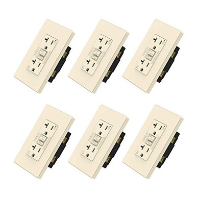 Matte Light Almond ELEGRP 20 Amp GFCI Outlet, 5-20R GFI Receptacle, TR ...