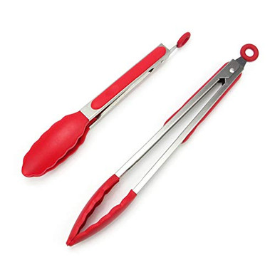 Kitchen Food Tongs 2 Sets 9 Inch 12 Inch Stainless Steel with Silicone ...