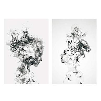 Abstract Smoke Girls Poster Unframed Wall Decorative Art Canvas Smoked ...