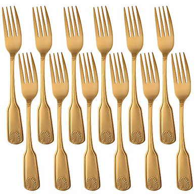 Dinner Fork 7.8-Inch Shell Pattern Table Fork 12-Piece Stainless Steel ...