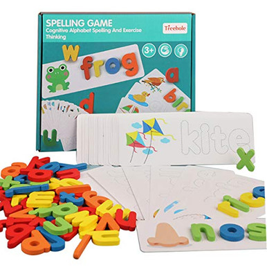 Wooden Toddler See and Spelling Learning Toy Matching Alphabet Word ...