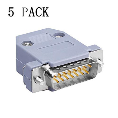 Anmbest 5PCS Male DB15 Solder Connector 2 Rows RS232 485 422 DSUB Serial to 15pin Port Terminal ...