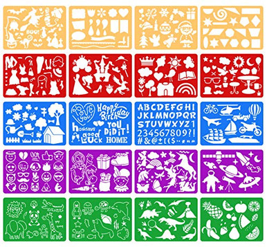 20 Pcs Drawing Stencils Set for Kids Color Plastic Stencil Kit 300 ...