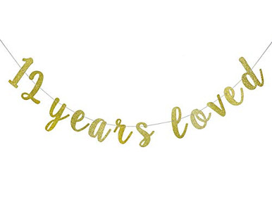 12 Years Loved Banner for 12th Birthday Party Decorations Supplies ...