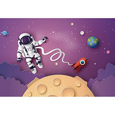 Renaiss 5x3ft Outer Space Backdrop Cool Astronaut Spaceman Moon Earth ...