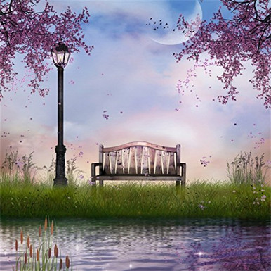 Renaiss 7x7ft Spring Landscape Backdrop Riverside Falling Petal Lawn ...