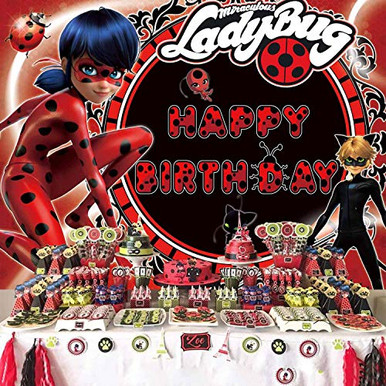 Miraculous Ladybug Backdrop | for Girl, Birthday Party Supplies ...