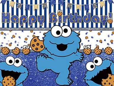 Cookie Monster Backdrop for Birthday Party Birthday Banner Cotton ...