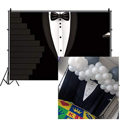 AOFOTO 8x6ft Father's Day Background Black Tuxedo Suit Bow Tie White ...