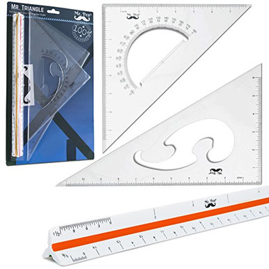 Mr Pen Architectural Triangular Ruler Set with 12 Inch Triangular Scale ...