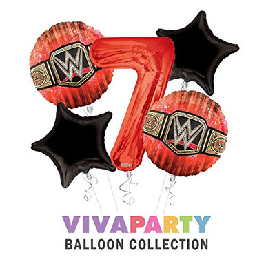 WWE Birthday Balloon Bouquet 5 pc 7th Birthday Viva Party Balloon ...